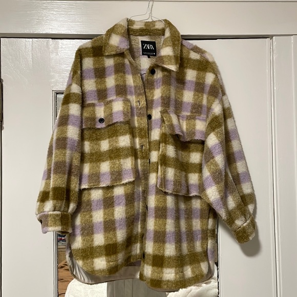 Zara | Jackets & Coats | Zara Plaid Teddy Shacket | Poshmark